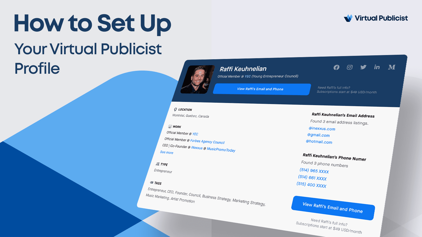 How to Set Up Your Virtual Publicist Profile